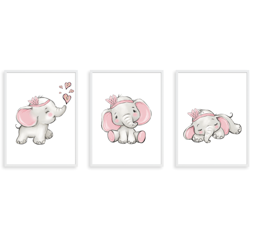 Wall Prints Pink Elephants - Aai Aai Baby