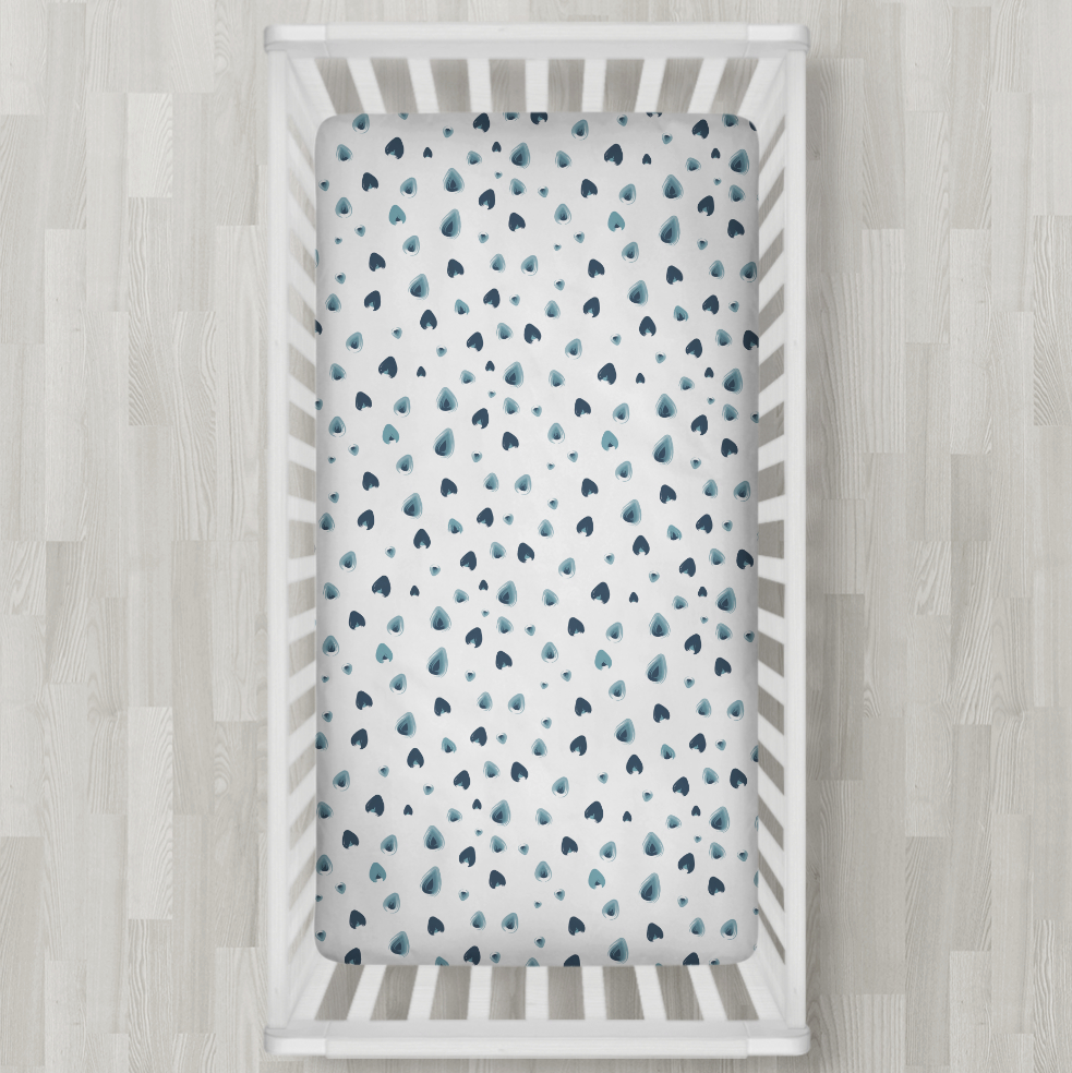 Grey Blue Splodges Fitted Sheet - Aai Aai Baby